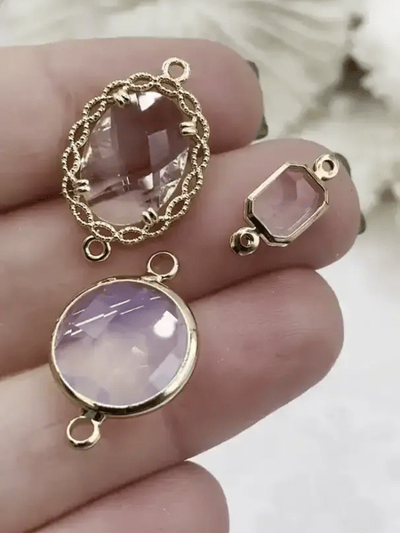 Clear Crystal Gold Soldered Connector Charms. 3 styles, Gold Crystal ...