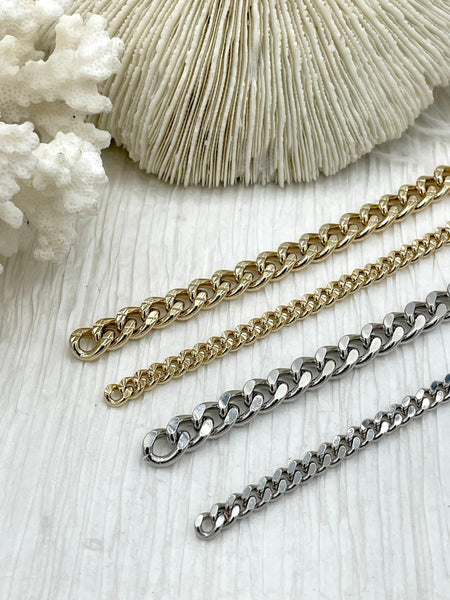 Brass Curb Chain HIGH QUALITY Gold Plated Curb Chain, Rhodium Silver C ...
