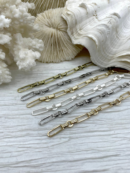 Mixed Link Cable Chain, by the foot. Electroplated Base Metal, Large L ...