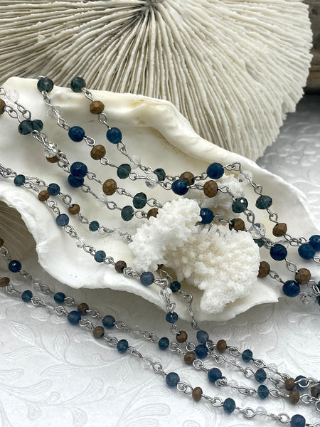Gemstone Crystal mix Rosary Blue Agate with Mixed Crystal Shapes ...