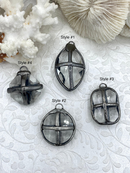 Soldered Crystal Pendants and charms. Cross Soldered Charm, 4 Styles ...
