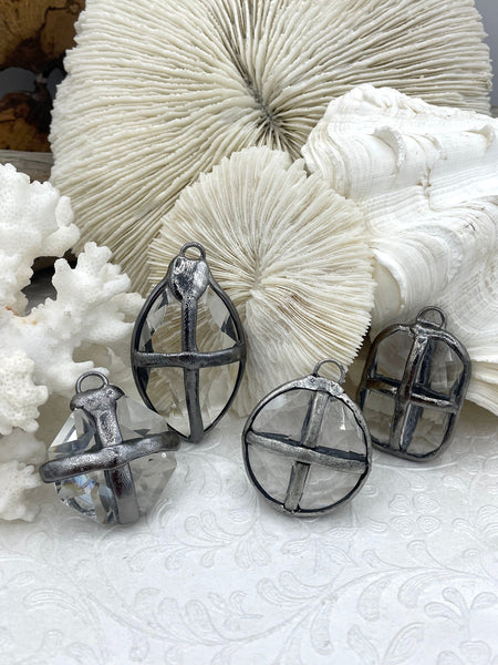 Soldered Crystal Pendants and charms. Cross Soldered Charm, 4 Styles ...