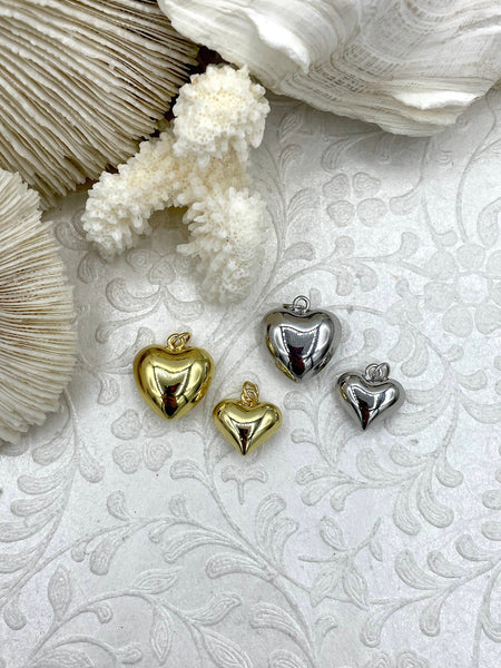 Brass Heart Charm/Pendants, Heart Pendants, Heart Gold or Silver ...