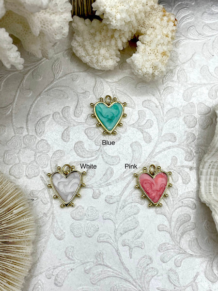 Heart Shaped Enamel and Gold Spike Pendants, Enamel and Gold Plated ...