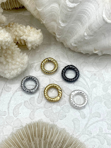 Textured Brass Round Spring Ring Clasp, Spring Gate Clasp, 15mm Clasp ...