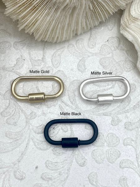 Oval Carabiner lock clasp. Mixed Metals, Brass Carabiner Screw Clasp ...