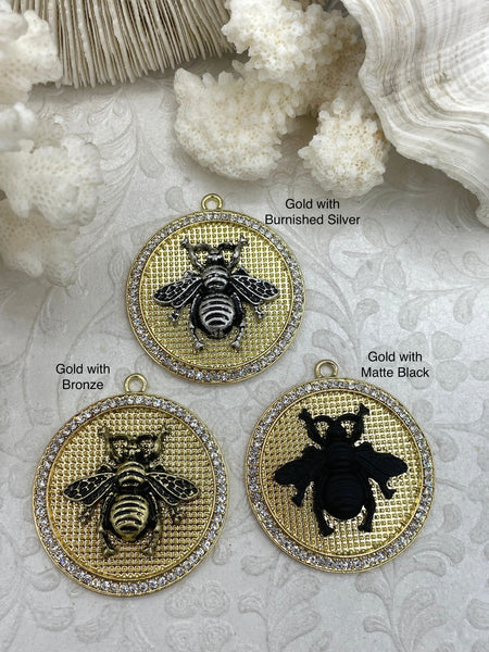 Bumble Bee Pendant with CZ, Round Bee Charm, Bumble Bee Charm, Mixed – Bling By A