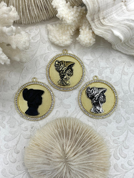 Mixed Metal Roman Figure Pendant with CZ, Round Roman Charm, 3 Styles ...