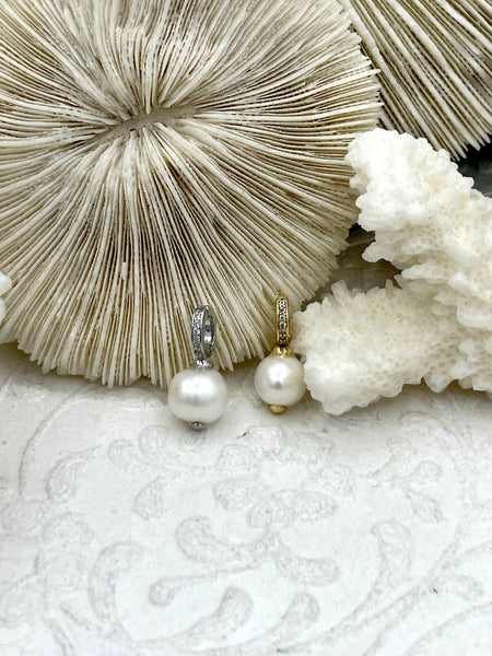 Pearl Enhancer Charm, Pearl Charm with Cubic Zirconia, Gold or Silver ...