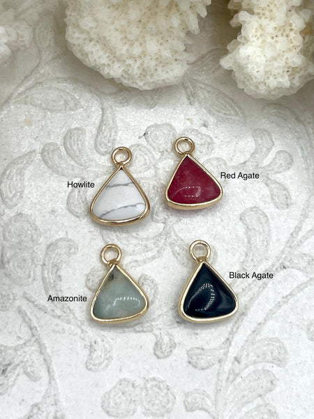 Small Triangle Shaped Natural Stone Pendants Gold Soldered, Natural ...