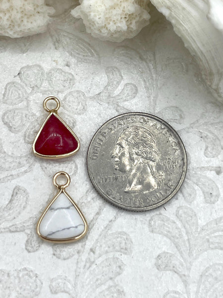 Small Triangle Shaped Natural Stone Pendants Gold Soldered, Natural ...