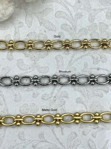 Brass Mixed Link Cable Chain HIGH QUALITY Oval Sold by the foot. 3 Fin ...
