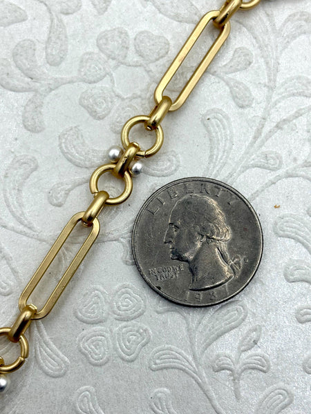 Mixed Link Mixed Metal Cable Chain, by the foot. Lg Link 22mm x 6mm ...