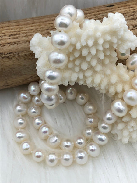 Potato Pearl Necklace 18'' AA 9-10mm, White Pearl Natural Freshwater ...