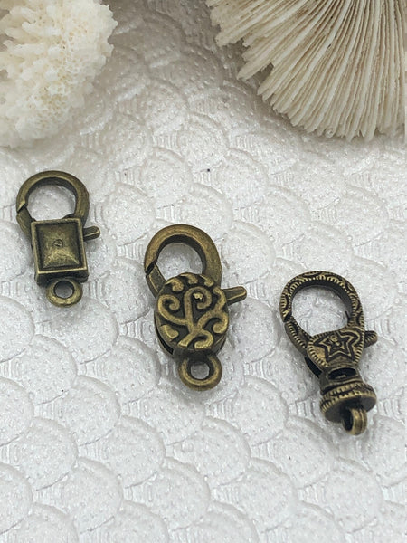 30mm and 27mm Lobster Clasp Bronze, LG Parrot Claw Clasp, Spring Hook ...