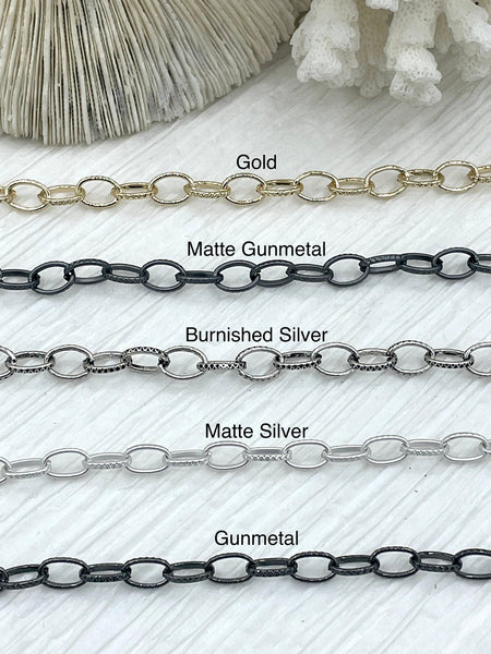 Medium Textured Cable Chain Oval sold by the foot – Bling By A