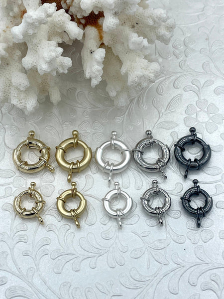 Brass Round Spring Ring Clasp with Open Jump Ring Spring Gate Clasp ...