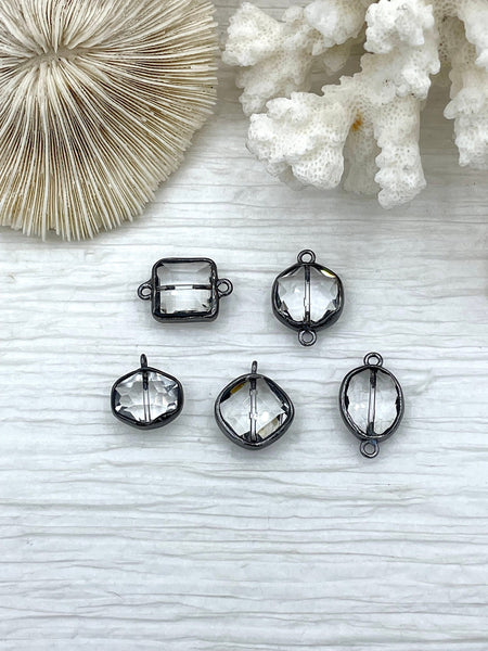 Crystal Gunmetal Soldered Pendants and charms. Connector Soldered ...