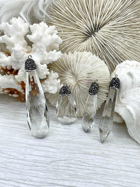 Clear Crystal Pendants and charms with Clear & Gunmetal Cubic Zirconia ...